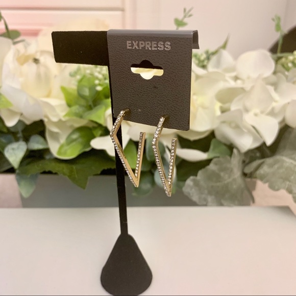 Express | Jewelry | Nwt Express Faux Gold Pave Diamond Earrings | Poshmark